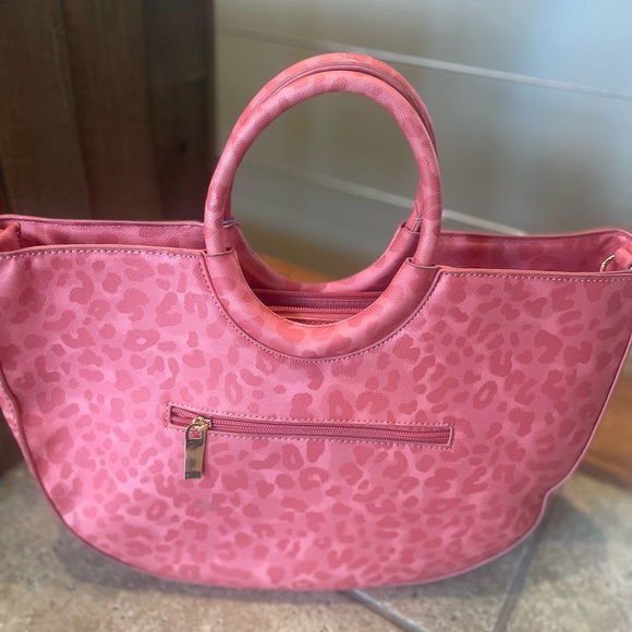 Bags | Calin Collection Pink Leopard Half Moon Semi Circle Purse Peta ...
